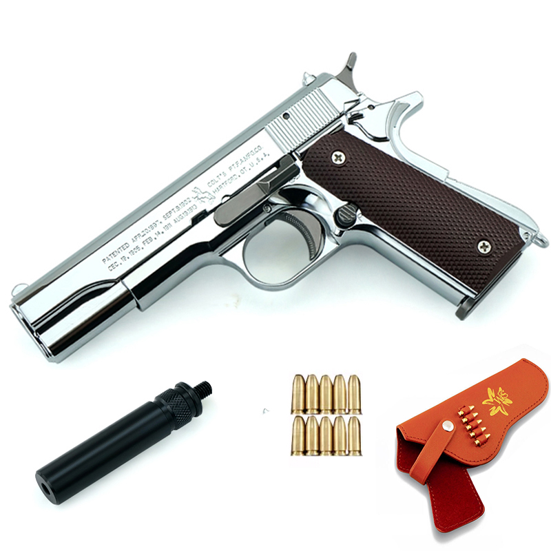 Alloy 1:2.05 shell-throwing Colt M1911 large gun model metal simulation ...