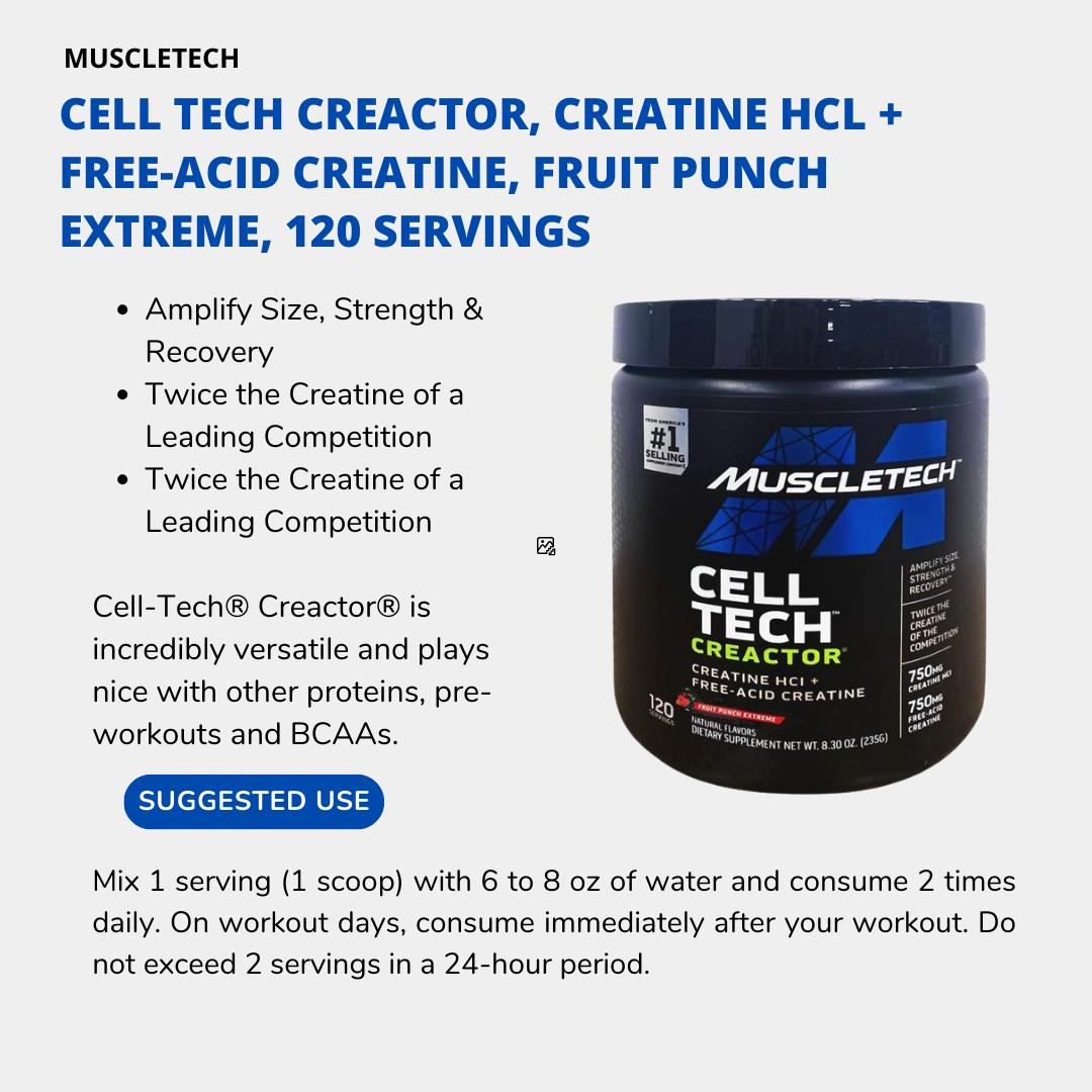 MuscleTech Cell Tech Creactor | Creatine HCI | Increase Strength and ...