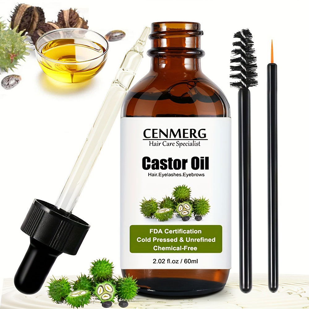 Organic Castor Oil 2.02fl.oz(60ml) 100%Pure Cold Pressed Castor Oil ...