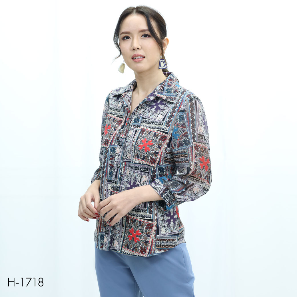 MIKIKO Shirt MI-H1718 โคโม่ Cotton แขนยาว IGPU22-2 | Lazada.co.th