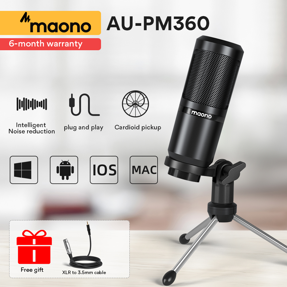 MAONO PM360TR Condenser Microphone Recording PC Mic for Online Teaching ...