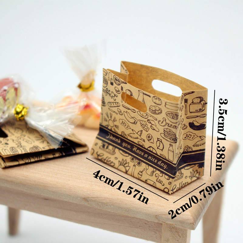 2Pcs 1/12 Dollhouse Mini Empty Bread Bag Cowhide Paper Bag Model ...
