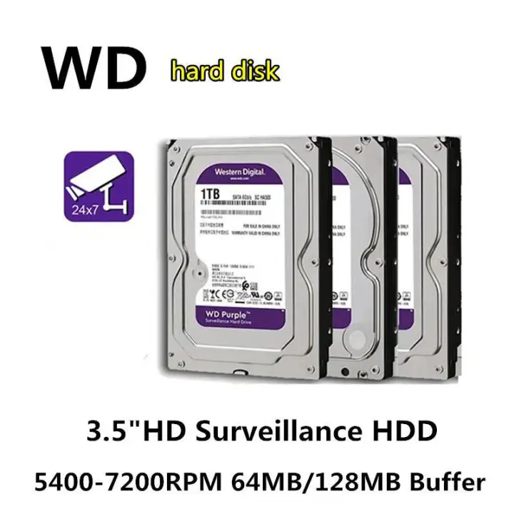 WD Purple 4TB ฮาร์ดดิสก์ฮาร์ดไดรฟ์ภายใน3.5 "64M แคช SATA III 6กิกะไบต์/วินาที1TB 2TB 4T 6T 8T ...