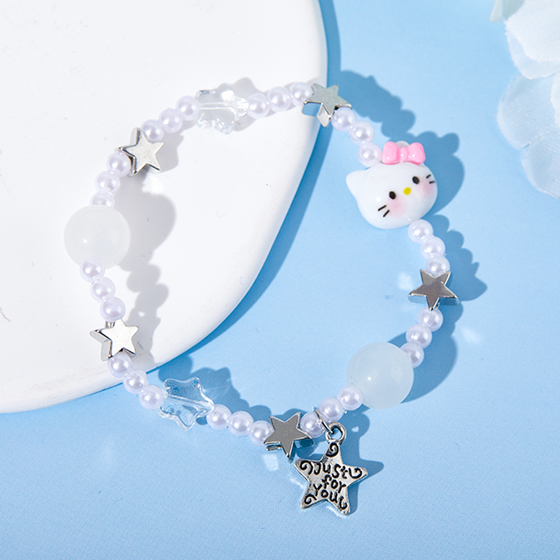 Sanrio Anime Hello Kitty Bead Bracelet My Melody Kawaii Cartoon Charm ...