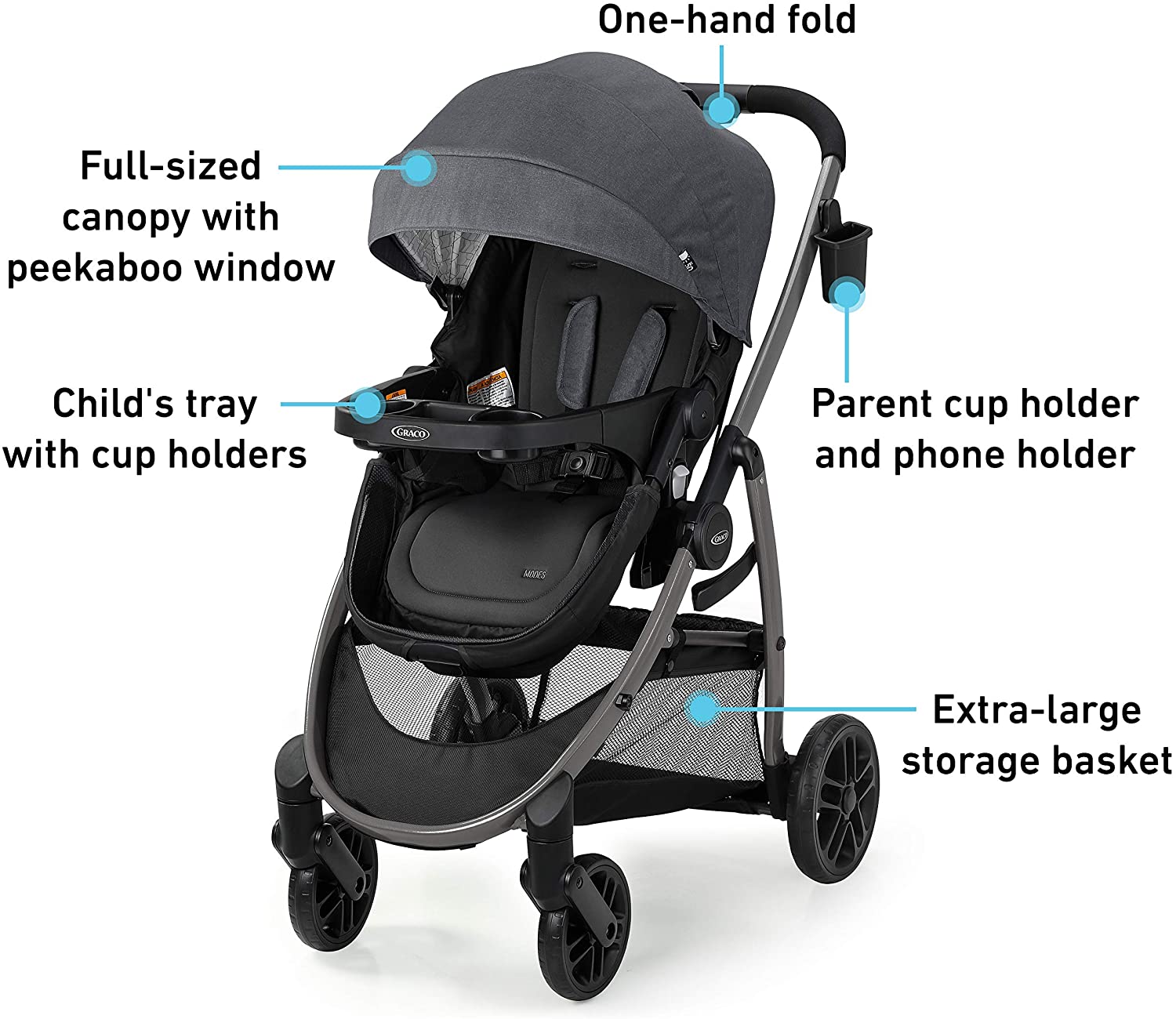 Graco Modes Pramette Baby Stroller with True Bassinet Mode, Reversible ...