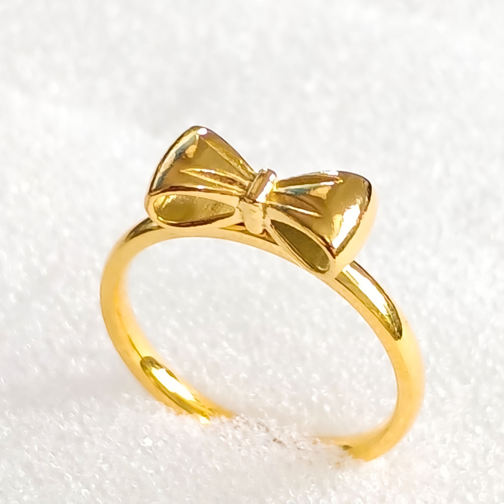 Enacolor 14K Gold Plated Bow Rings for Women Sweet Girl Jewelry Ins Accessories | Daraz.com.bd