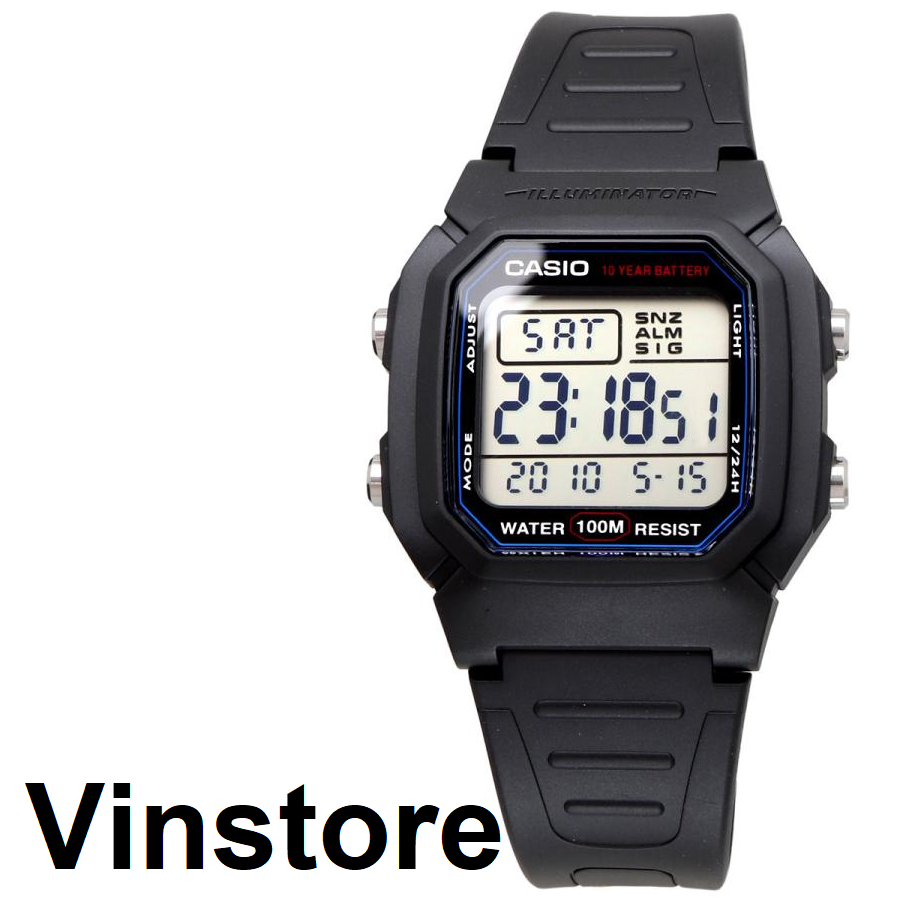 [Vinstore] Casio W-800 Dual Time Digital Black Resin Men Watch W-800H ...