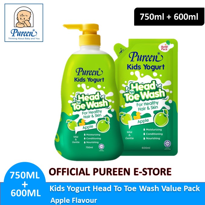 PUREEN KIDS YOGURT HEAD TO TOE WASH VALUE PACK (750ML+600ML) | Lazada ...