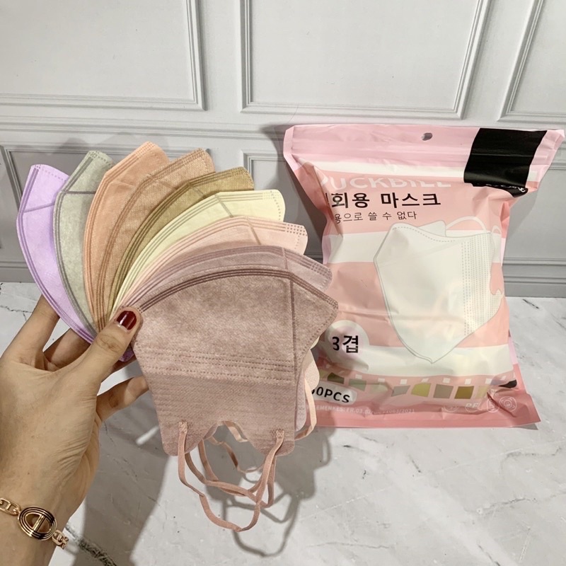 Mix Warna 3Ply Masker Duckbill Vintage Warna Pastel Soft Masker Rainbow ...