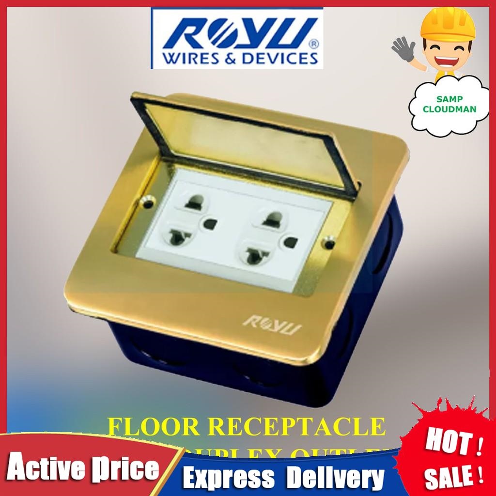 Royu Square Floor Receptacle with Duplex Universal Outlet with Ground ...