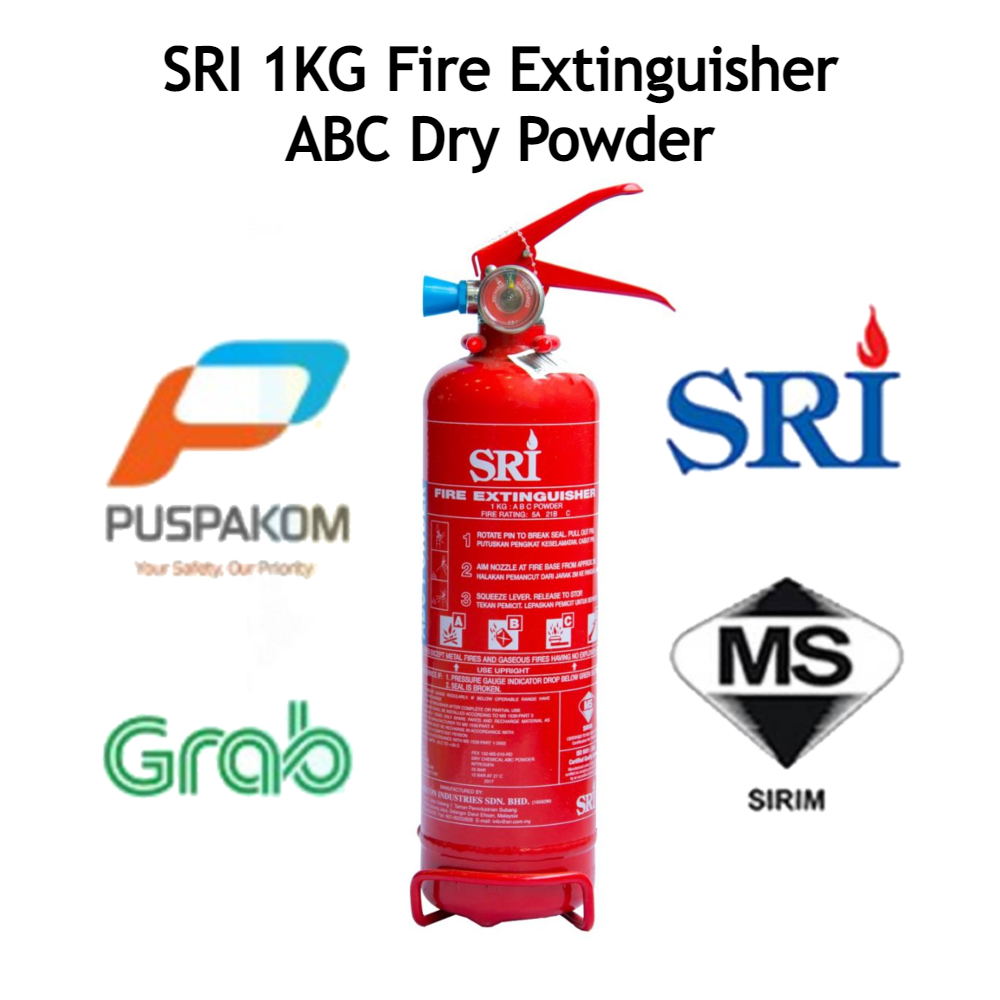 1kg Fire Extinguisher SRI ABC Dry Powder For Grab Drivers E-Hailing ...