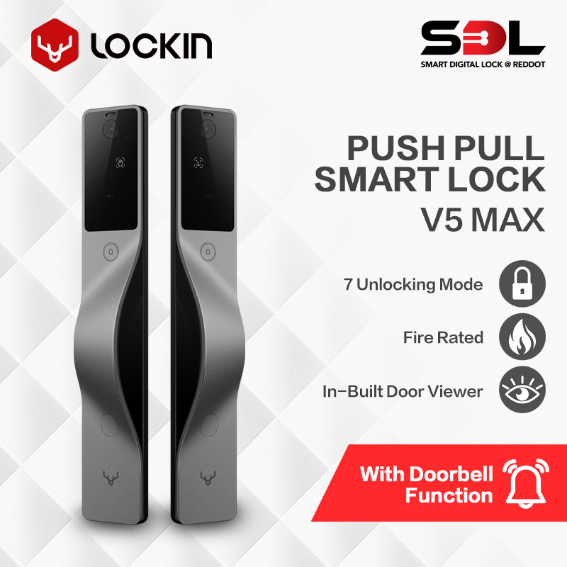 Lockin Push Pull Smart Lock V5 Max | Palm Vein Recognition | Built-in ...
