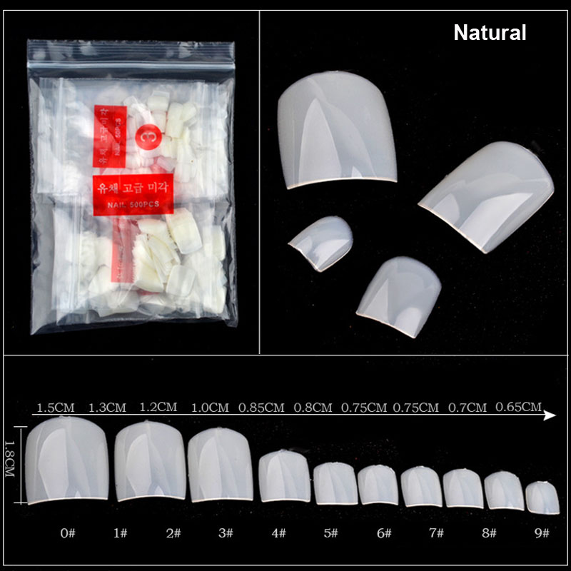 500pcs/pack Square False Toe Acrylic UV Gel Toenail Nails Artificial ...