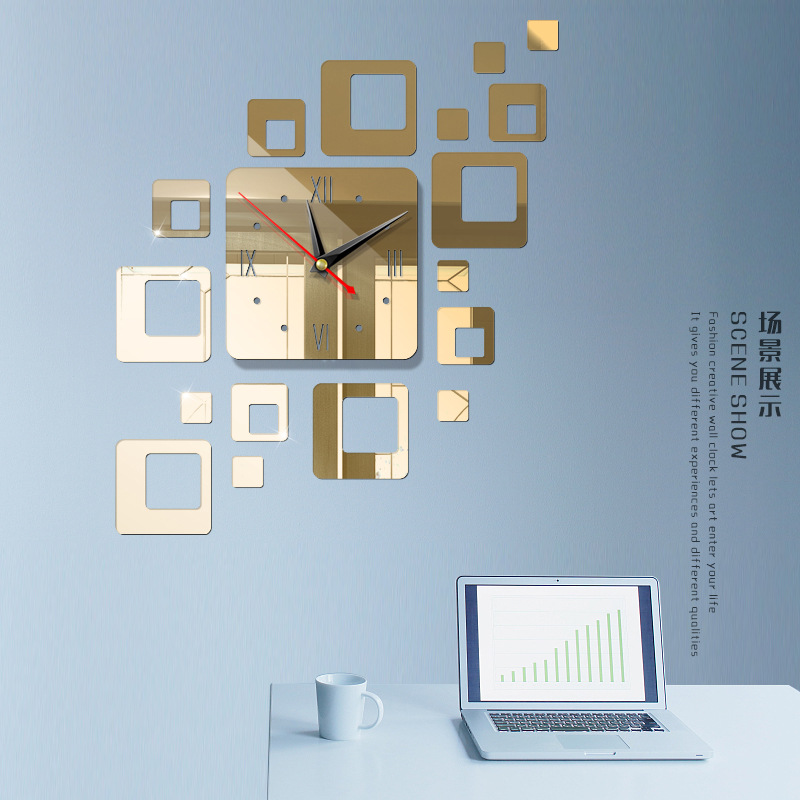 【New Trend】NEW Modern DIY Large Wall Clock 3D Mirror Sticker Room Decor ...