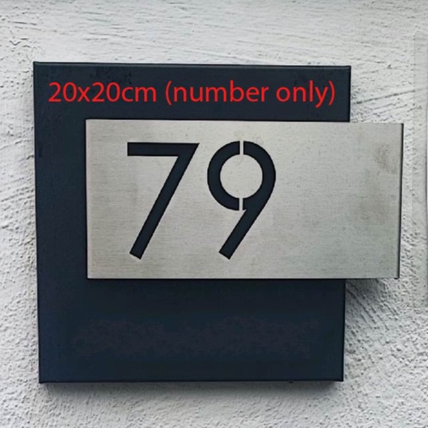 Modern Solid Metal Double Edge Folding ver2 House Number Plate Address ...