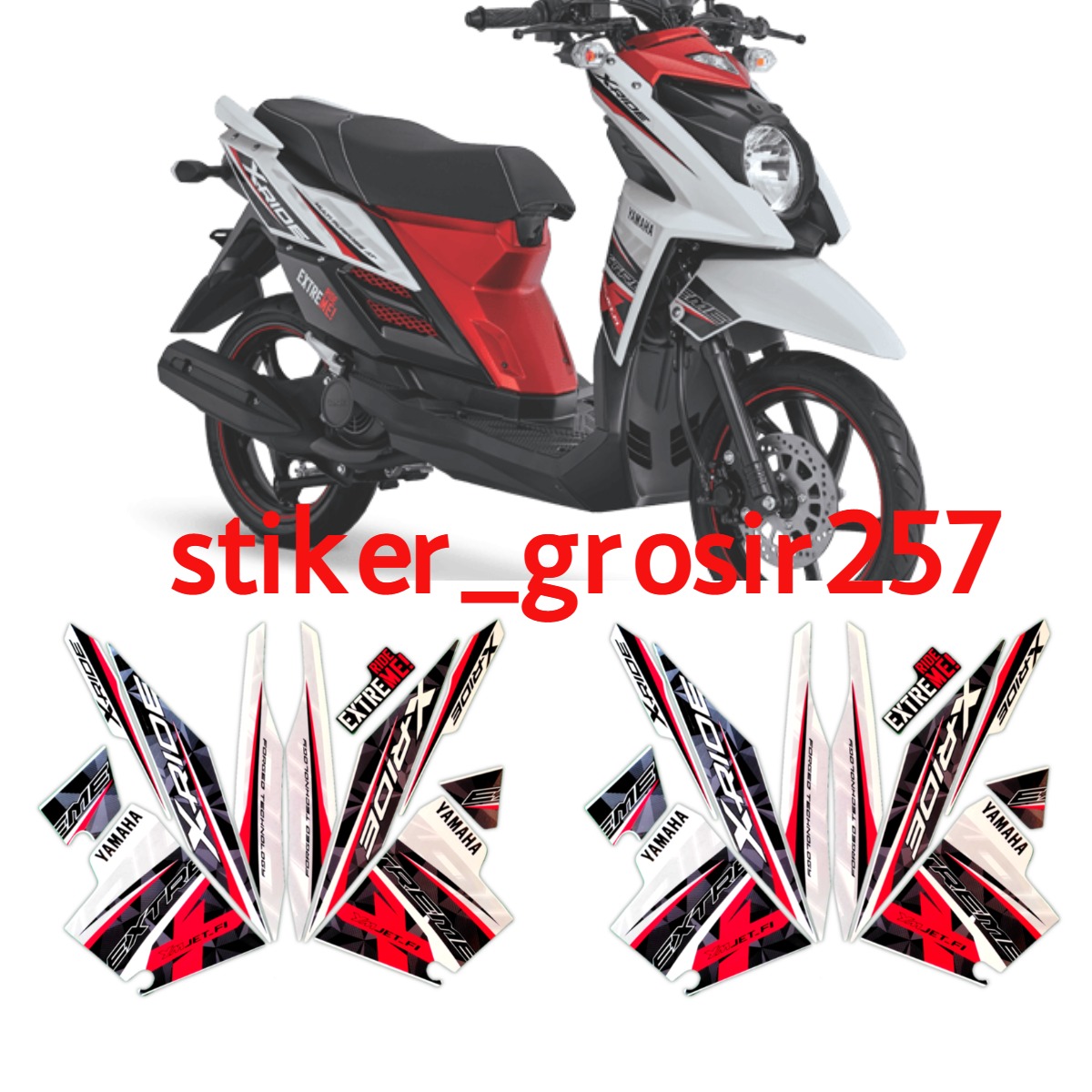 STIKER STRIPING & LIS BODI MOTOR YAMAHA XRIDE X-RIDE 2016 2017 PUTIH ...