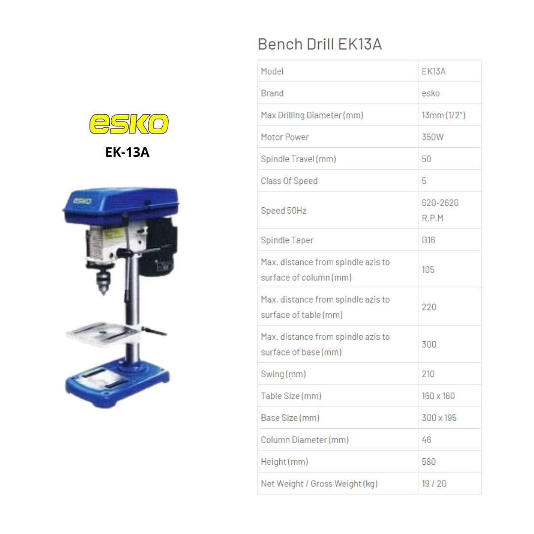 ESKO 13mm / 16mm / 20mm High Precision Industrial Bench Drilling ...
