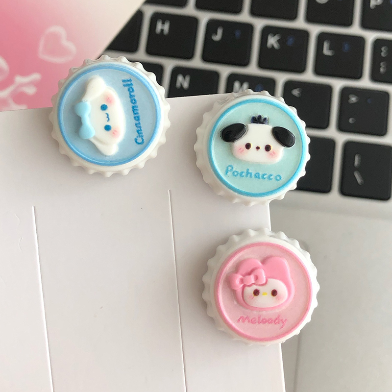 2Pcs Cartoon Anime Resin Bottle Cap Hair Clip For Women Girls Sweet ...
