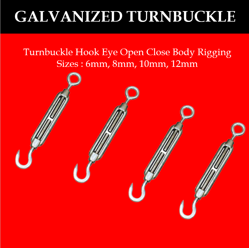 TOYU 6mm-12mm hook eye Galvanized turnbuckle Open Close Body Rigging ...