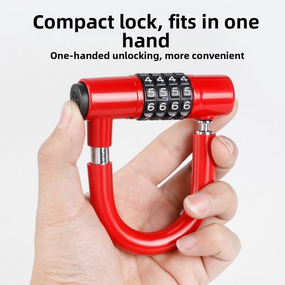 Durable Anti Theft Bicycle Lock U Shape 4 Digit Code Password Lock Zinc ...
