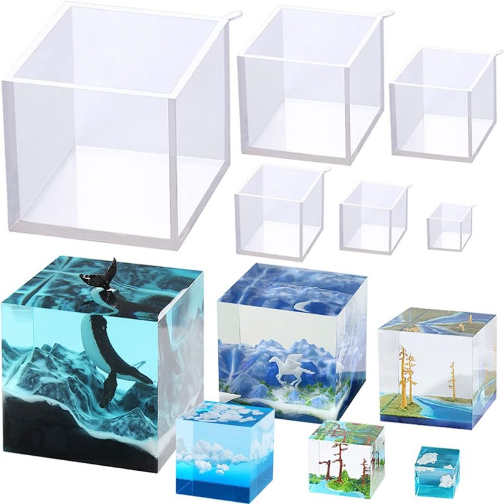 Candle Large Square Cube Molds Deep Silicone Cube Mould 3D Epoxy Resin ...