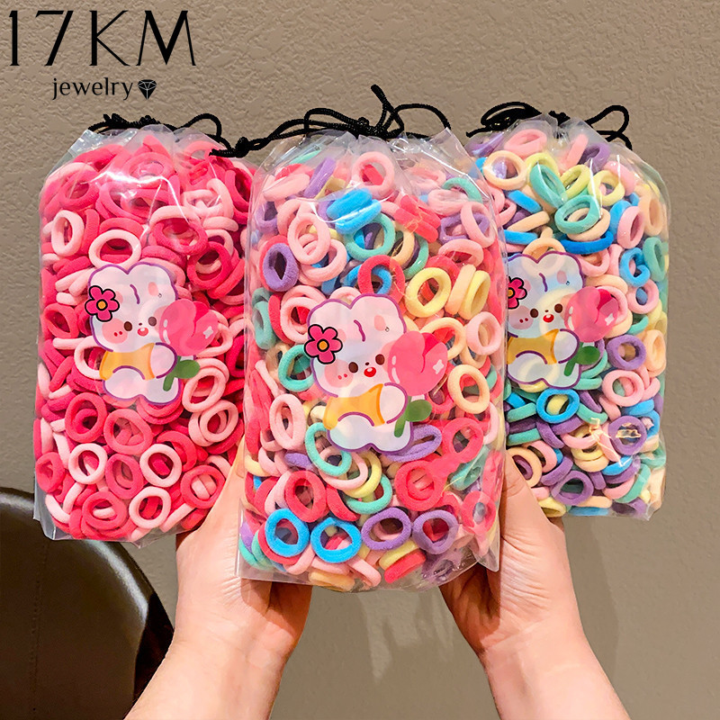 17KM 200pcs Set Hair Ties Korean Fashion Simple High Elastic Rubber ...