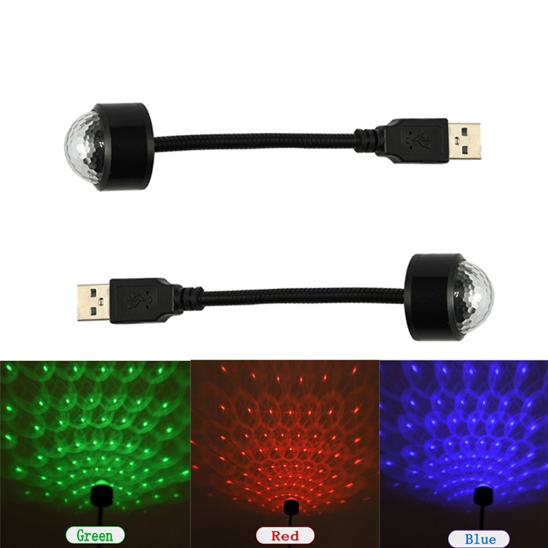 1Pc Mini USB Party Colorful Light Sound Activated Rotating Party Lights ...