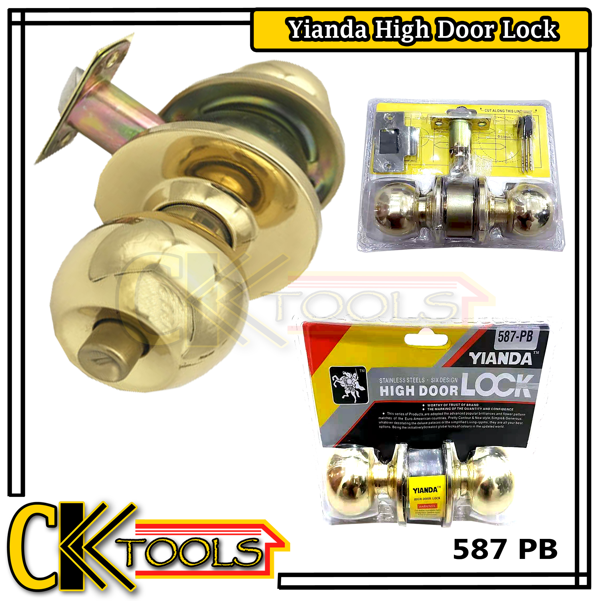 587 YIANDA Cylinder Door Lockset Round Handle w/ 3 pcs. Key's | Lazada PH
