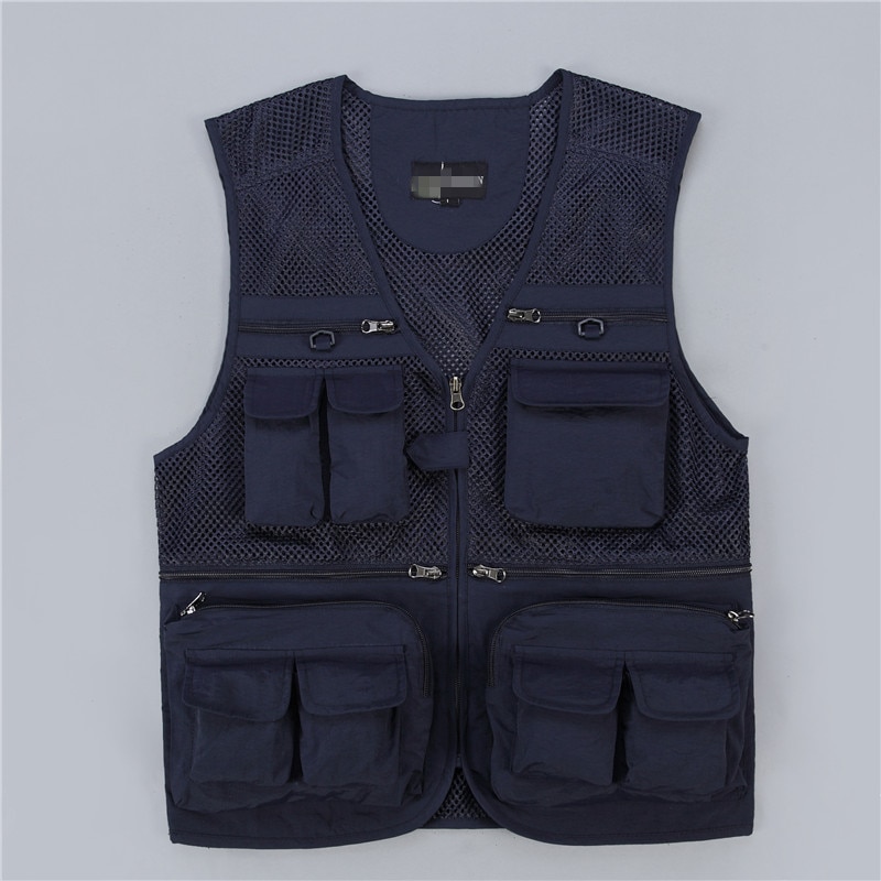 Blue Summer Tool Vest Male Plus Size Mens Work Fishing Tactical Vest ...