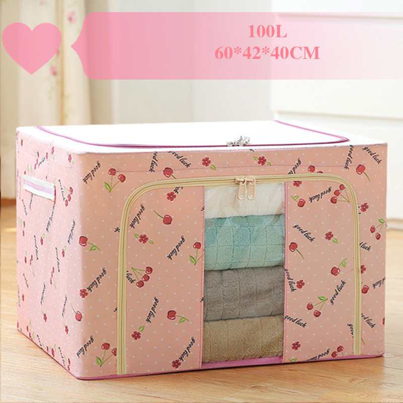 Clothes Storage Boxes Bins - 72L/100L Large Organizers With Steel Frame ...