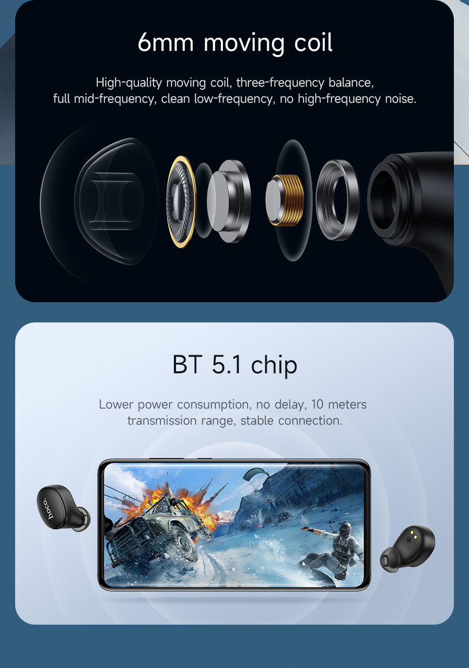 HOCO EW11 Wireless Earbuds Bluetooth 5.1 Tune TWS Headphones Wireless ...