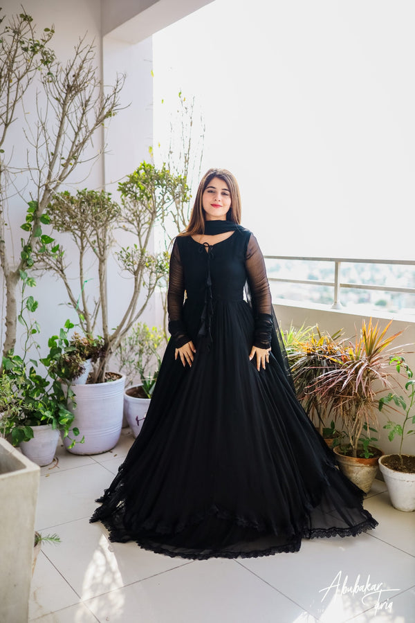 Stylish Long Frock for Women with Fancy Flair 3-Piece - Party Wear ...