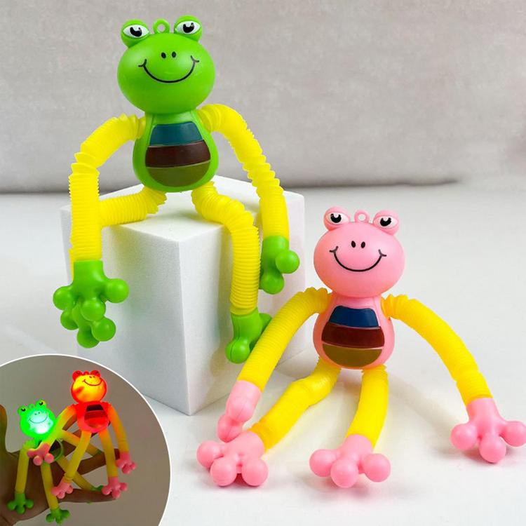 Pop Tubes Sensory Toy Light Up Fidget Tubes Frog Cartoon Suction Cup ...