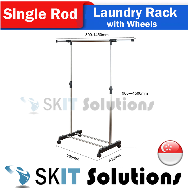 【SKIT SG】Single / Dual Stainless Steel Extendable Pole Standing Cloth ...