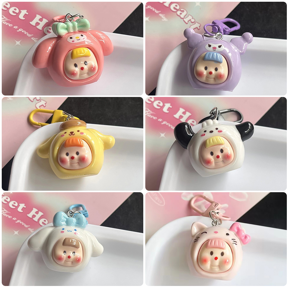 FS Cute Large Three-dimensional Multi-sister Keychain Ins Sweet Girl ...