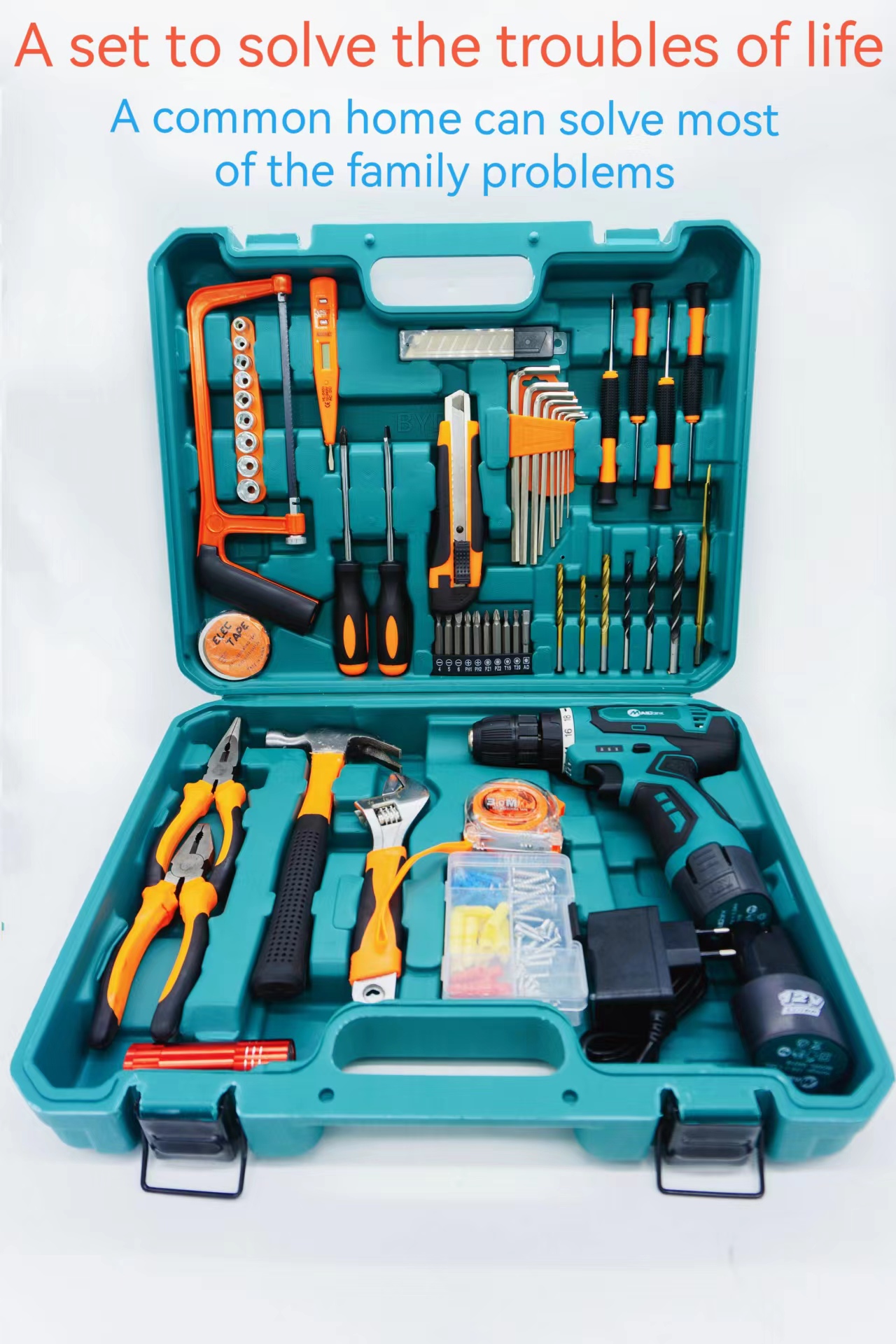 Lithium electric drill hardware toolbox household set tools Electric ...