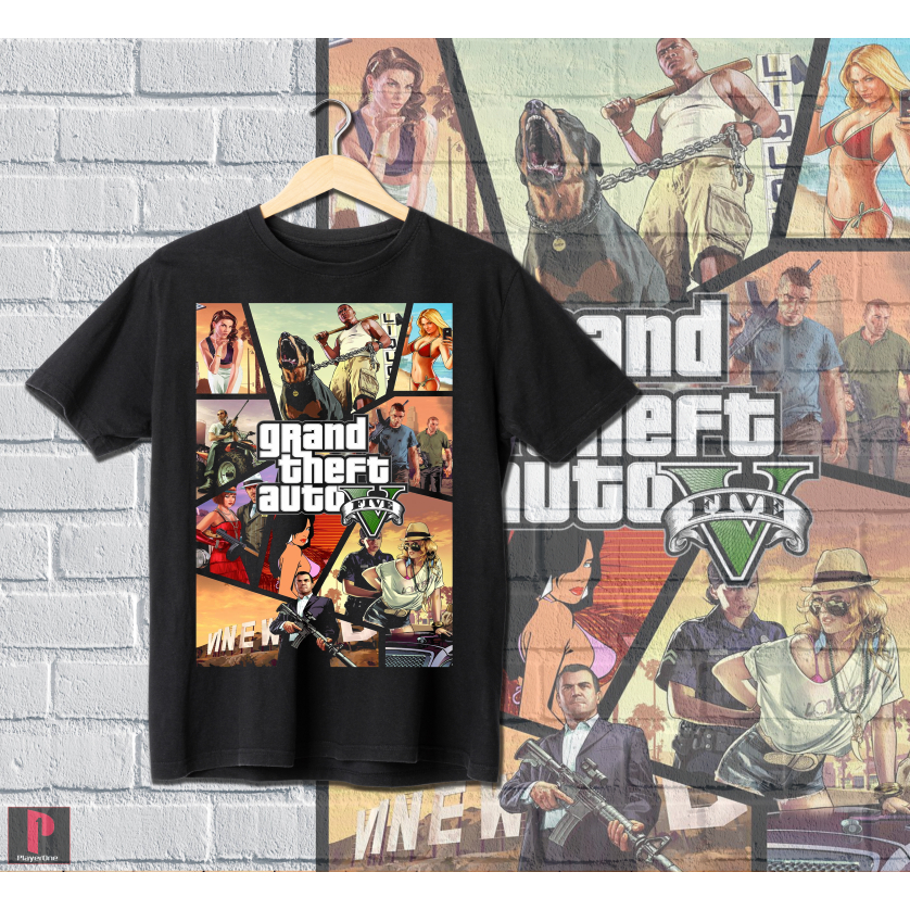 Grand Theft Auto V Game Shirt | Asian Size | CVC Cotton | PlayStation ...