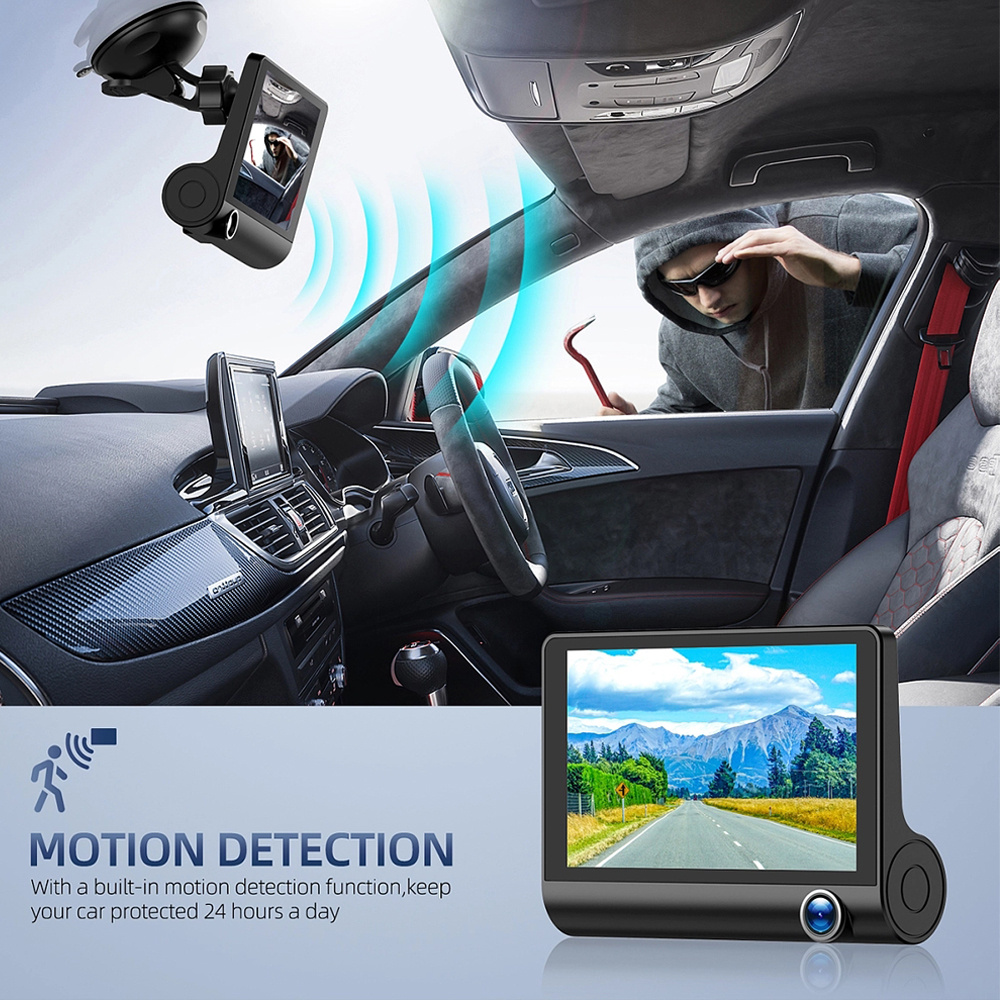 3 Cameras Car DVR 1080P 4.0 Inch Dash Cam for Cars Video Recorder Auto ...