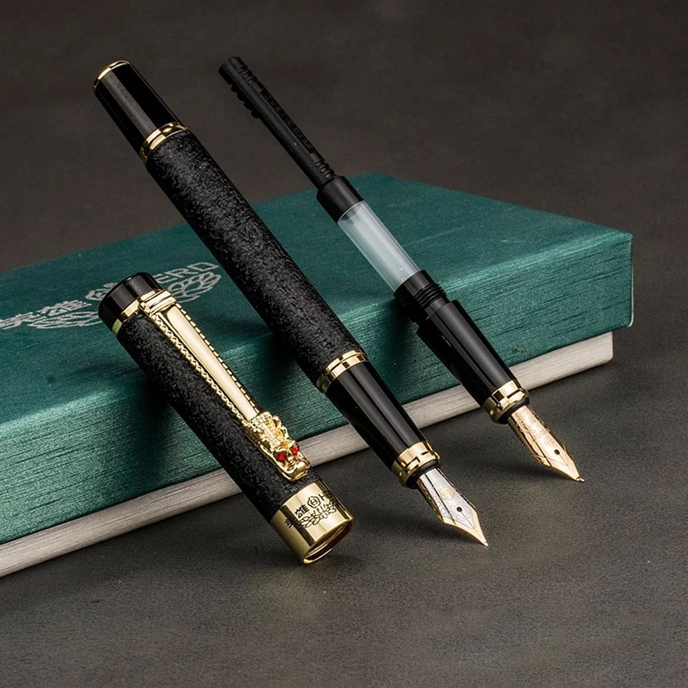 Office High Quality Dragon Stationery Frosted Black Student Fountain ...