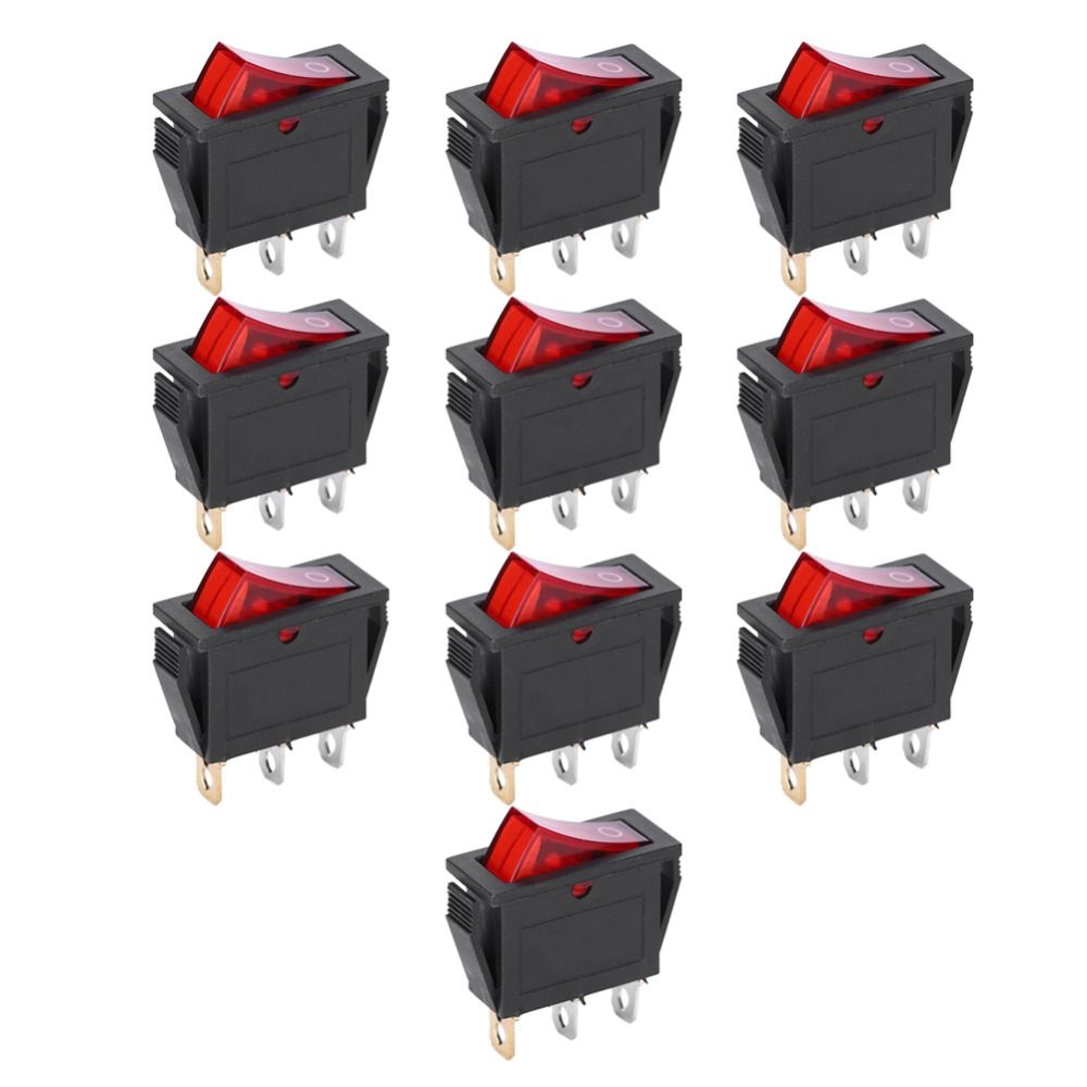 10Pcs Square Design KCD3 Boat Type Rocker Switches 20A 15A 125V 250V ...