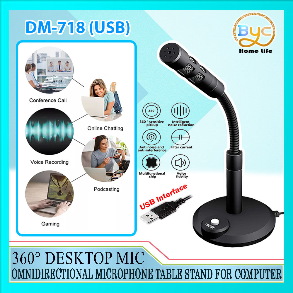 DM-717 ( USB | 3.5mm ) Computer Microphone with Stand Noise ...