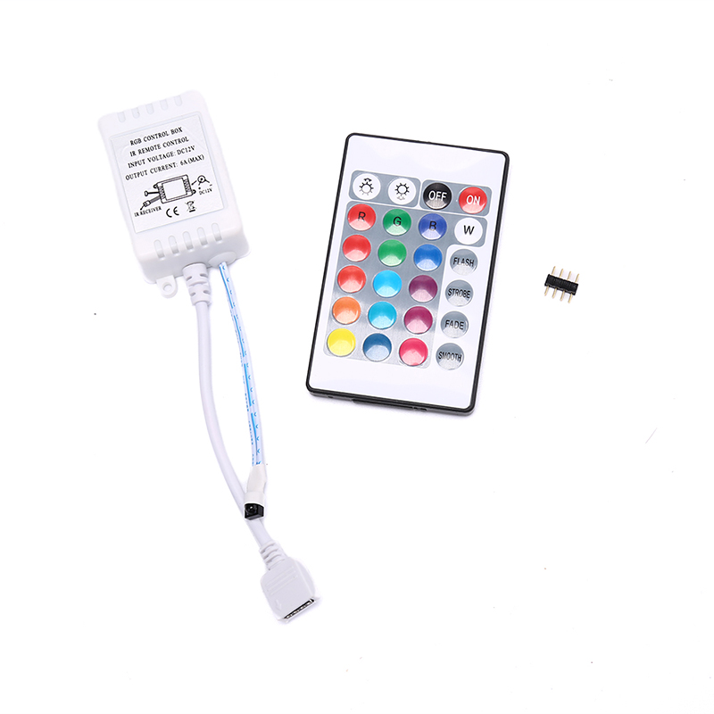 LED RGB Controller 24 Key IR Remote DC12V Dimmer Control Box For LED ...