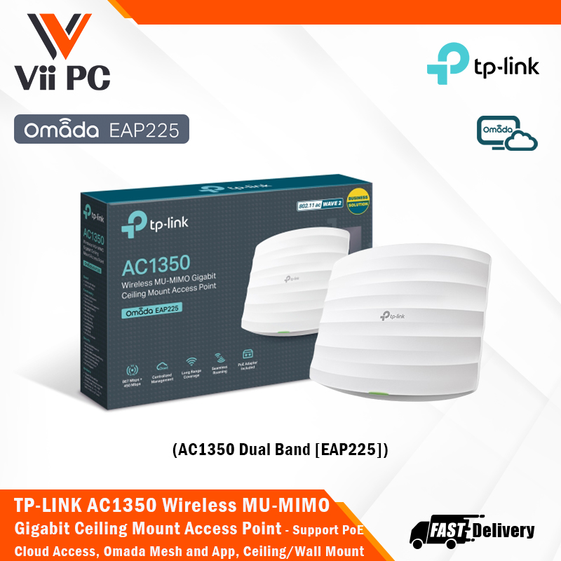 TP-LINK EAP225 AC1350 Wireless MU-MIMO Gigabit Dual Band Ceiling Mount ...