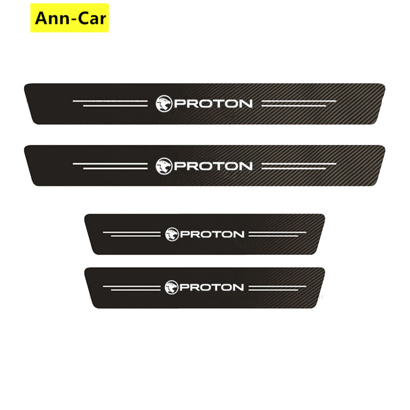 【Ann-Car】4pc/Set Car Door Side Step Sill Strip Carbon Fibre Leather ...