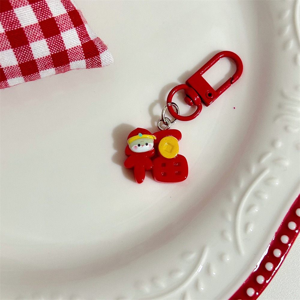 Cute Spring Festival Snake Keychain God of Wealth 2025 New Year Pendant ...