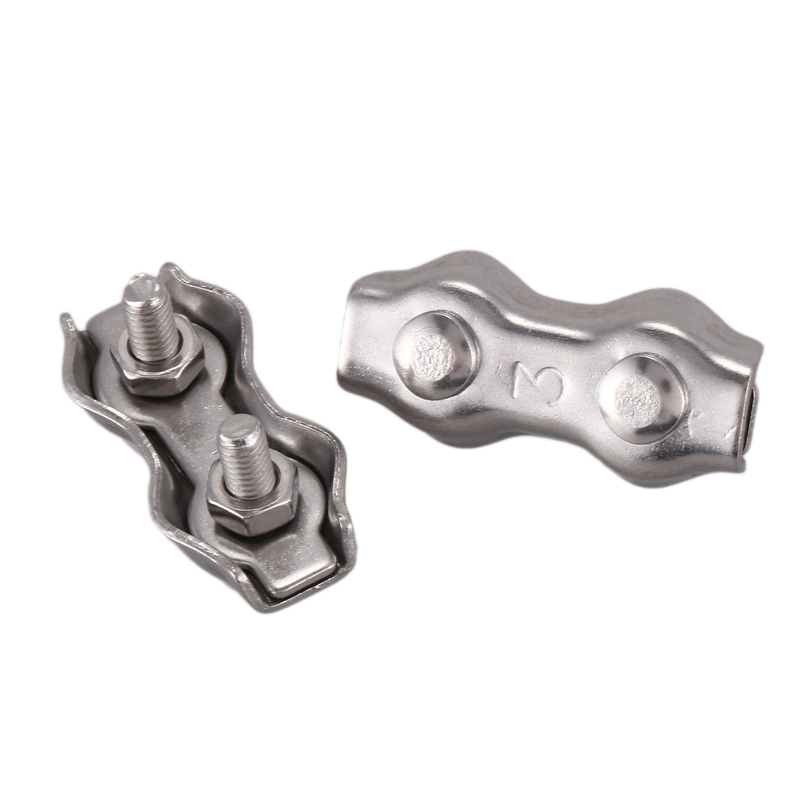 10 Pcs 3mm Duplex Clips Stainless Steel Wire Cable Rope Grips Clamps ...