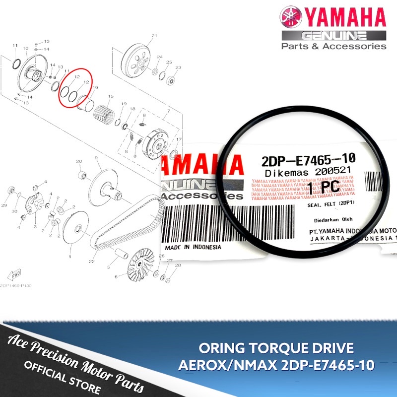 Oring TORQUE DRIVE NMAX/AEROX 2DP-E7465-10 [6390] | Lazada.co.th