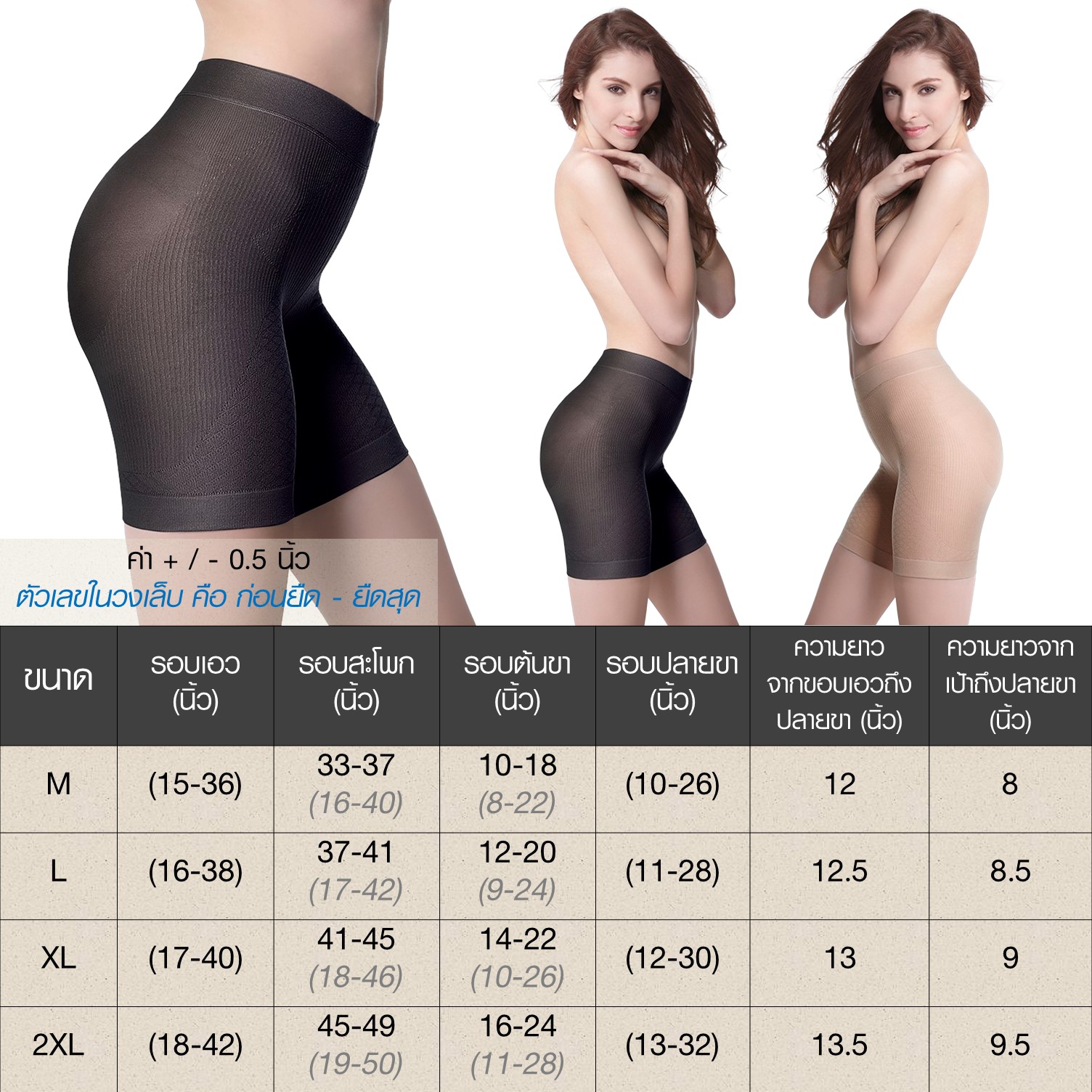 Cherilon เชอรีล่อน กางเกงเก็บหน้าท้อง เก็บเอว ยกสะโพก ยกก้น กระชับต้นขา ใส่ทนไม่ม้วน (Standard ...