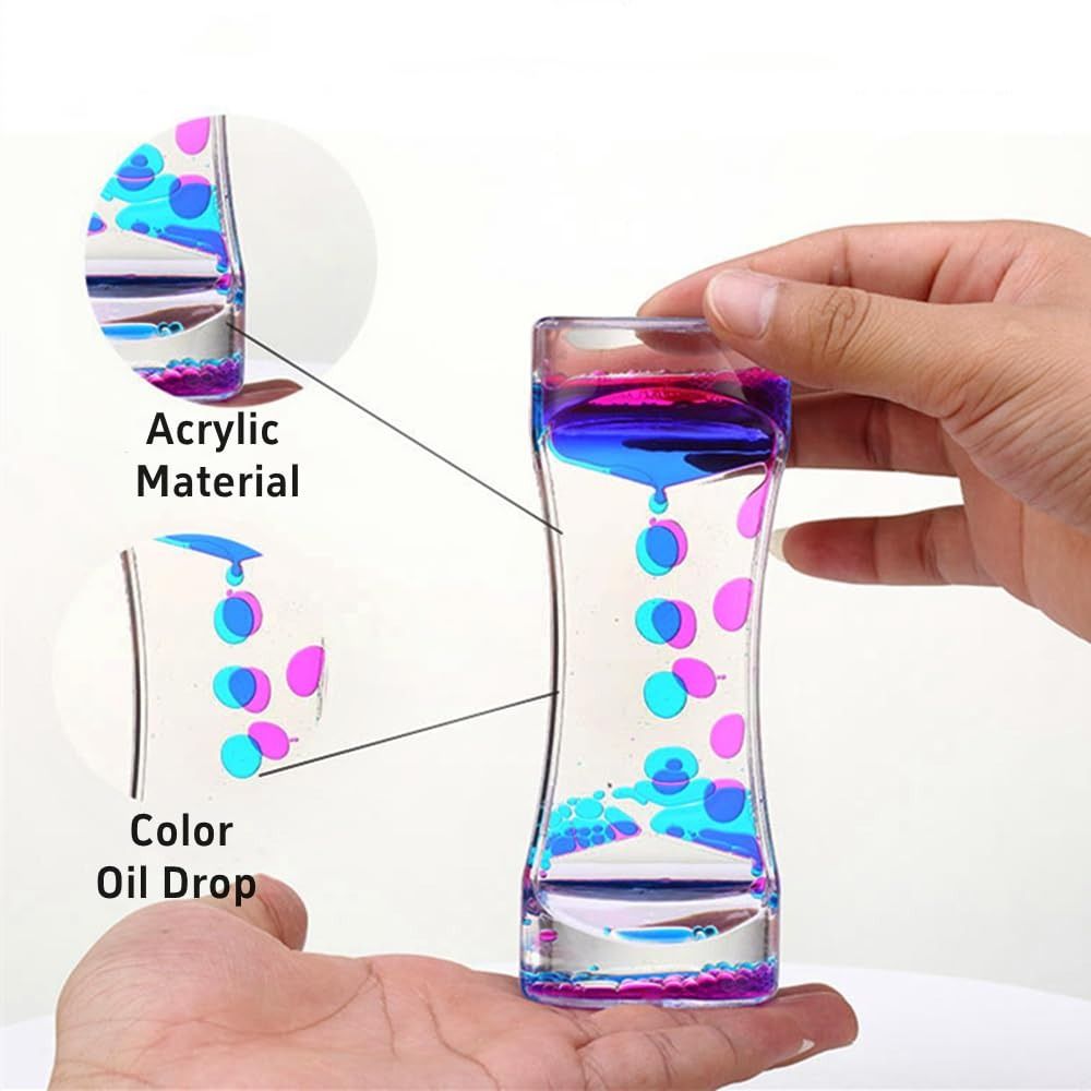 Calming Visual Double Colors Oil Hourglass Timer Acrylic Descending ...