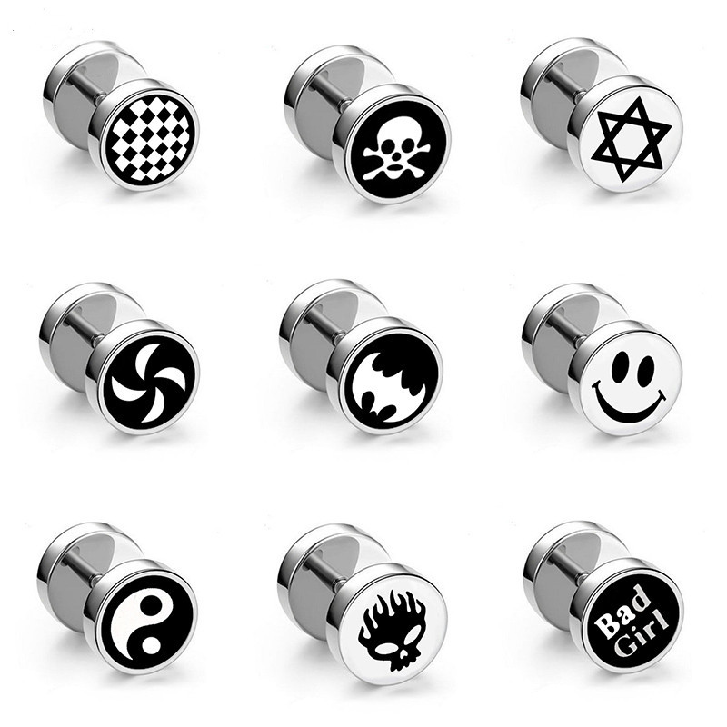 【Surprise Price】Korean beauty simple titanium steel round cake earrings ...